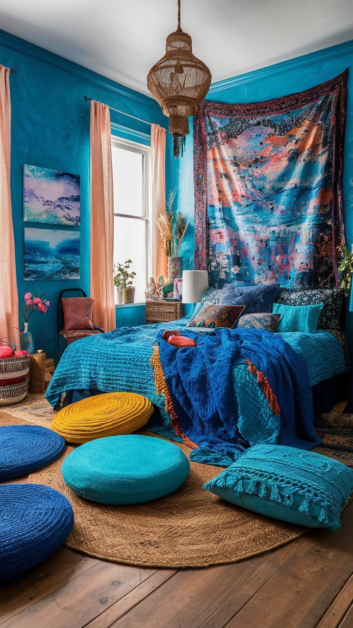 29 Blue Boho Bedroom Ideas - Courtneys World