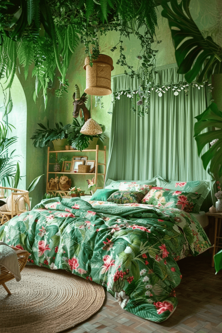 29 Jungle Themed Boho Bedroom Ideas - Courtneys World