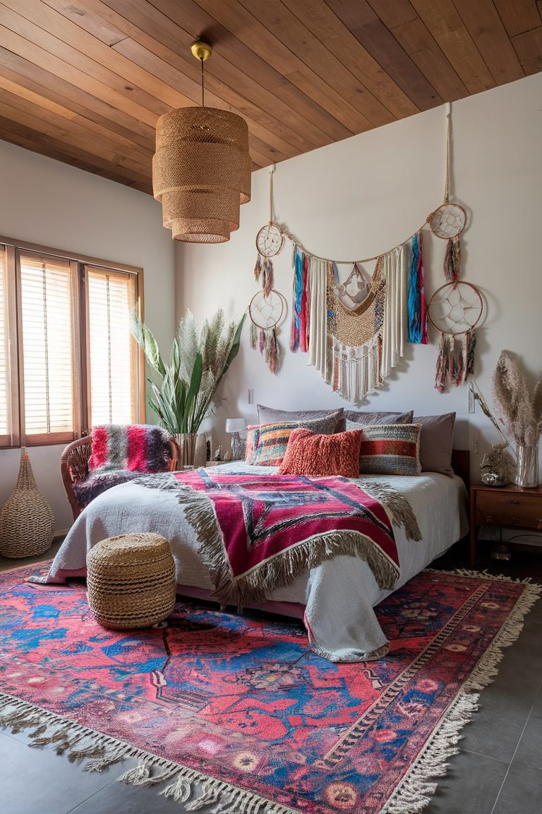 29 Boho Bedroom Cozy Rug Ideas - Courtneys World