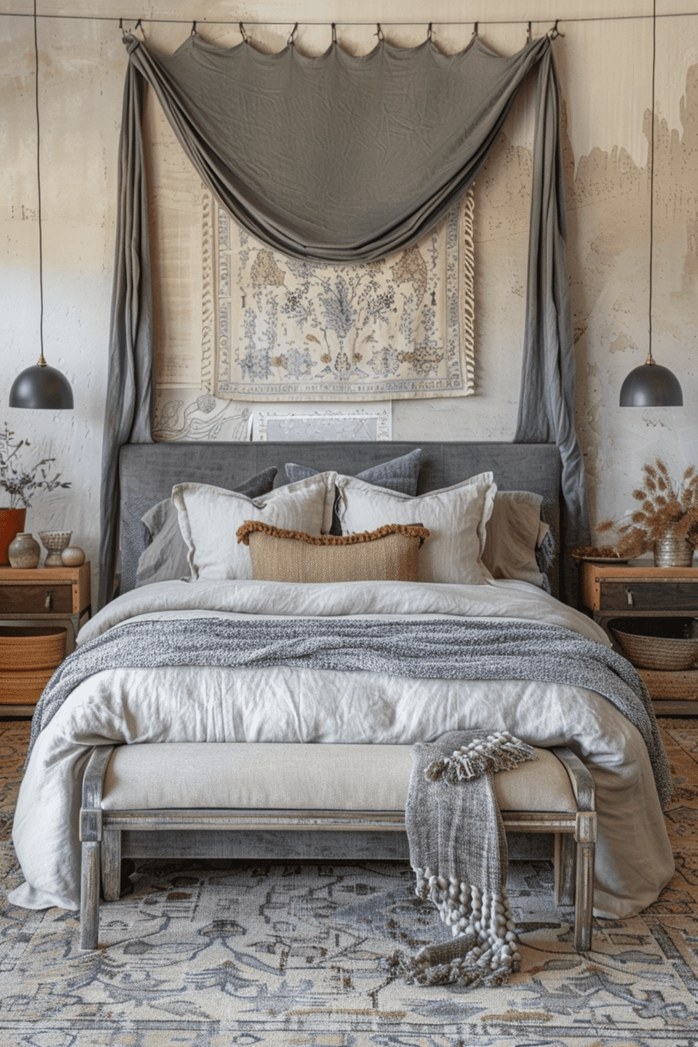 29 Grey Boho Bedroom Ideas - Courtneys World
