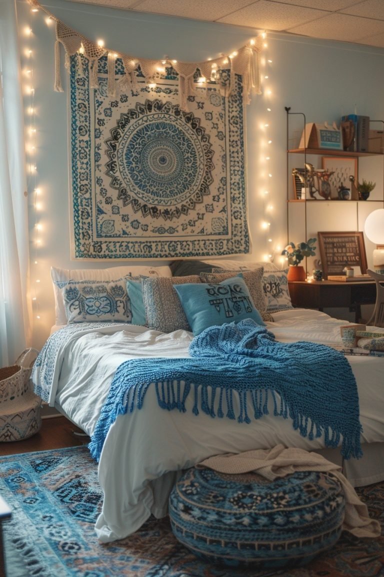 29 Blue Boho Dorm Room Ideas For A Stylish College Retreat - Courtneys ...