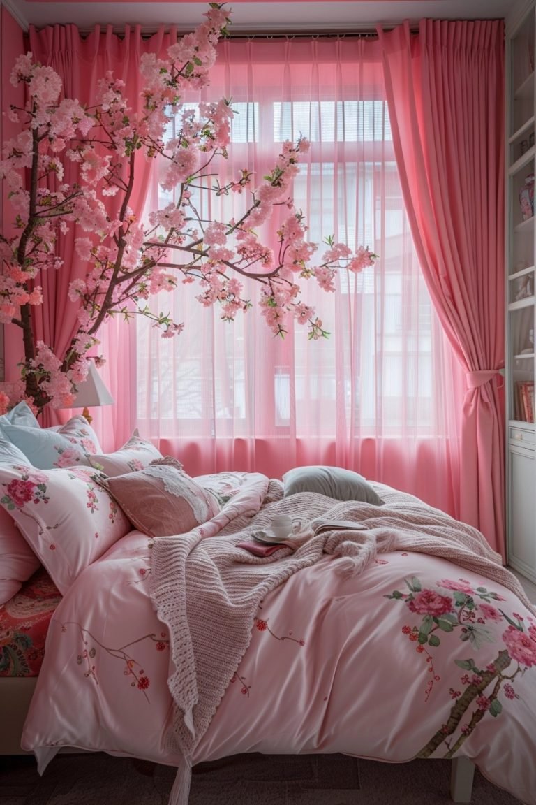 29 Curtains For Pink Bedroom Ideas To Add A Pop Of Color - Courtneys World