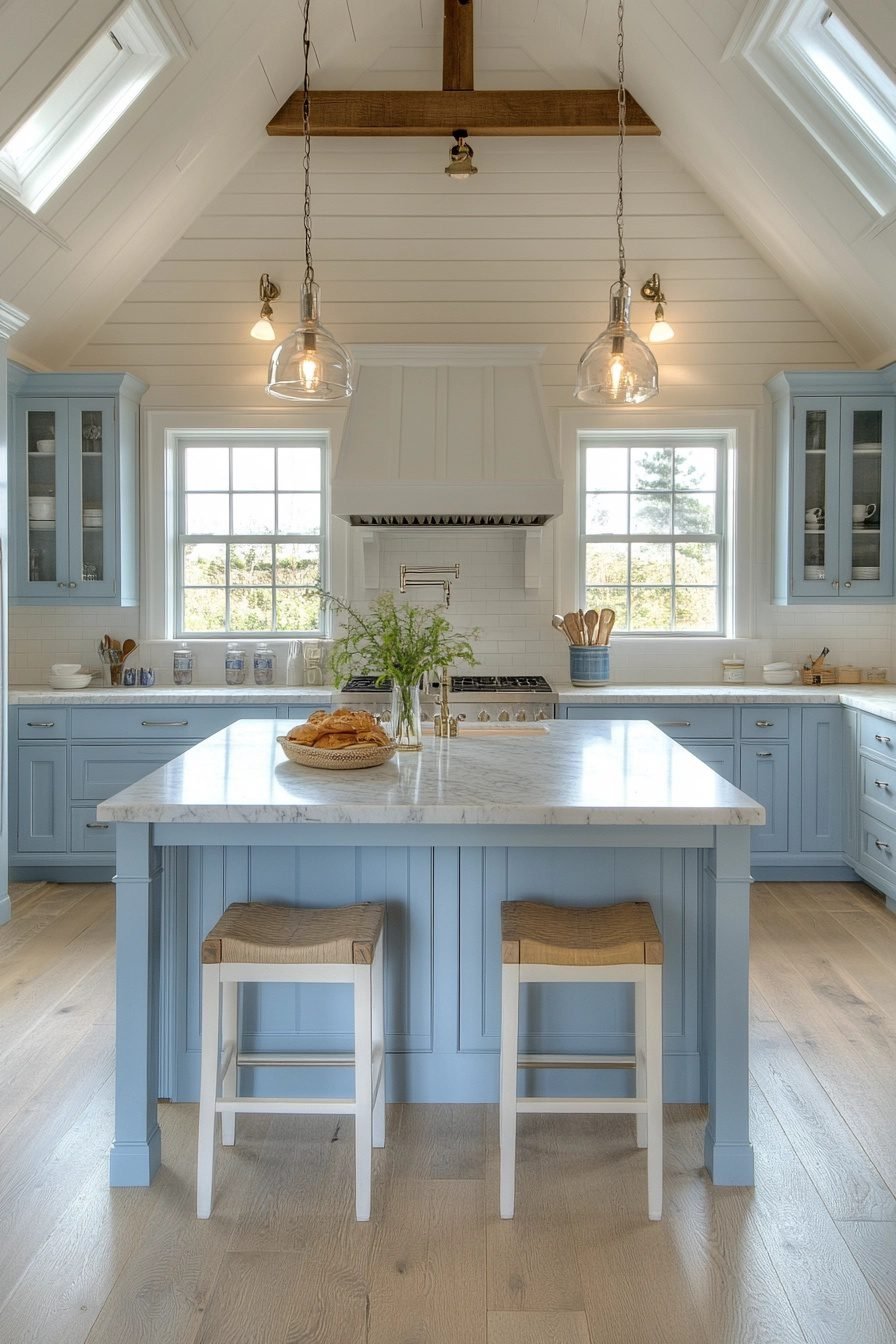 29 Coastal Farmhouse Kitchen Ideas For A Breezy Cooking Space ...
