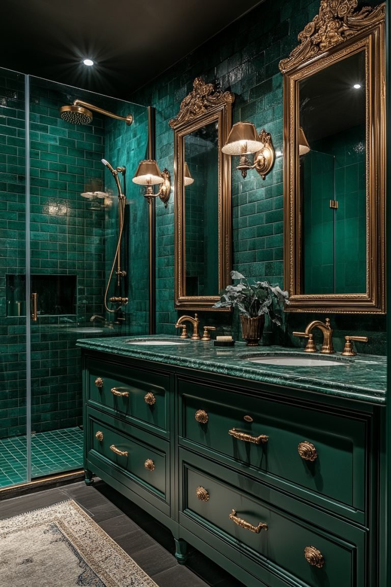 29 Emerald Green And Gold Bathroom Ideas For A Luxurious Space - Courtneys World