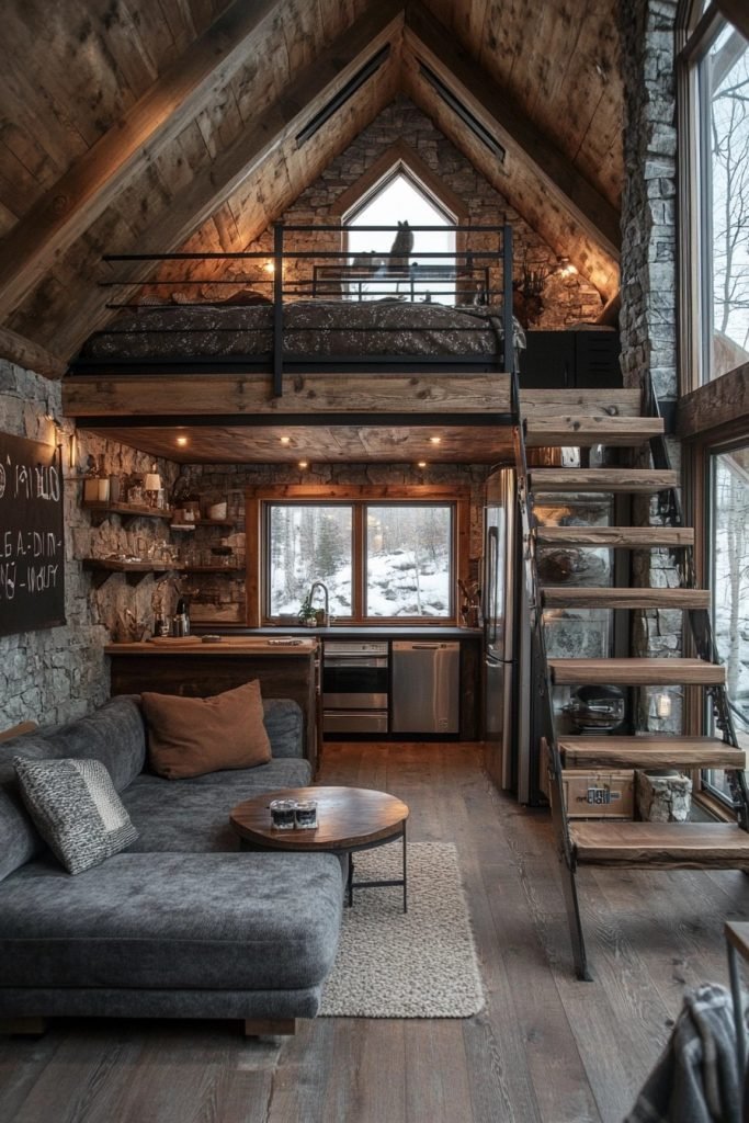 Small Cabin With Loft Designs 29 Small Cabin Interior With Loft Ideas