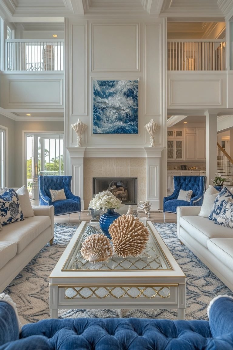 29 Coastal Preppy Living Room Decor Ideas For A Stylish Seaside ...