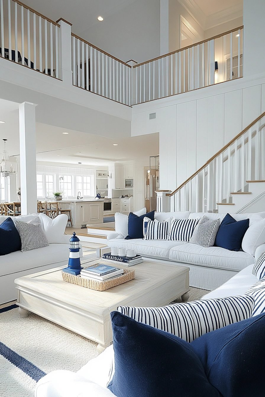 29 Coastal Preppy Living Room Decor Ideas For A Stylish Seaside ...