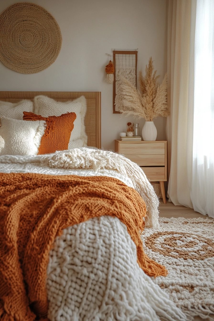29 Orange Boho Bedroom Ideas To Infuse Warmth And Color - Courtneys World