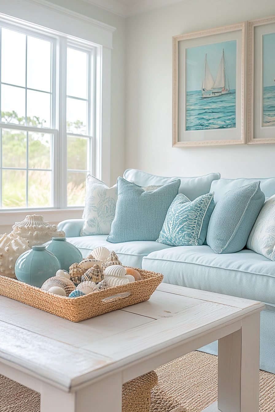 29 Coastal Preppy Living Room Decor Ideas For A Stylish Seaside ...