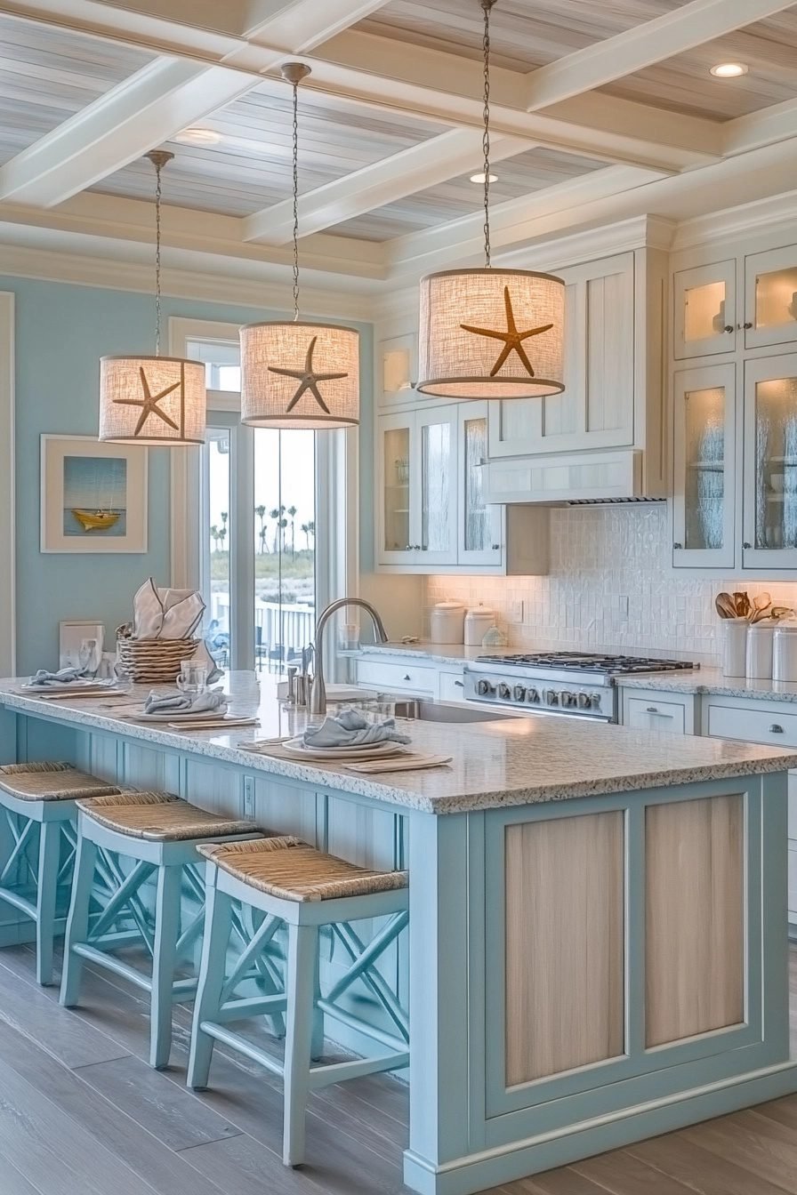 29 Classic Coastal Preppy Kitchen Ideas For A Sophisticated Beach ...