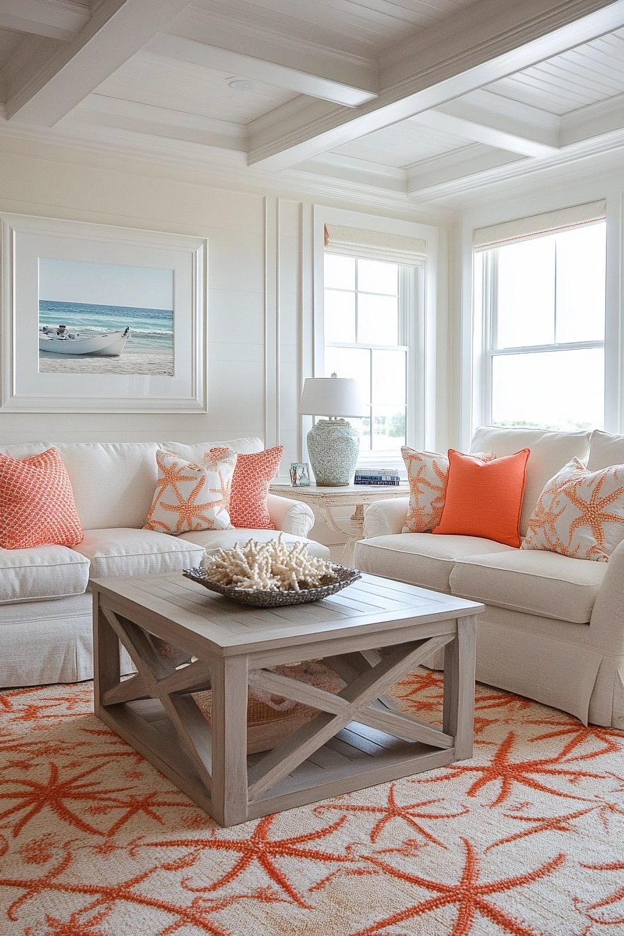 29 Coastal Preppy Living Room Decor Ideas For A Stylish Seaside ...