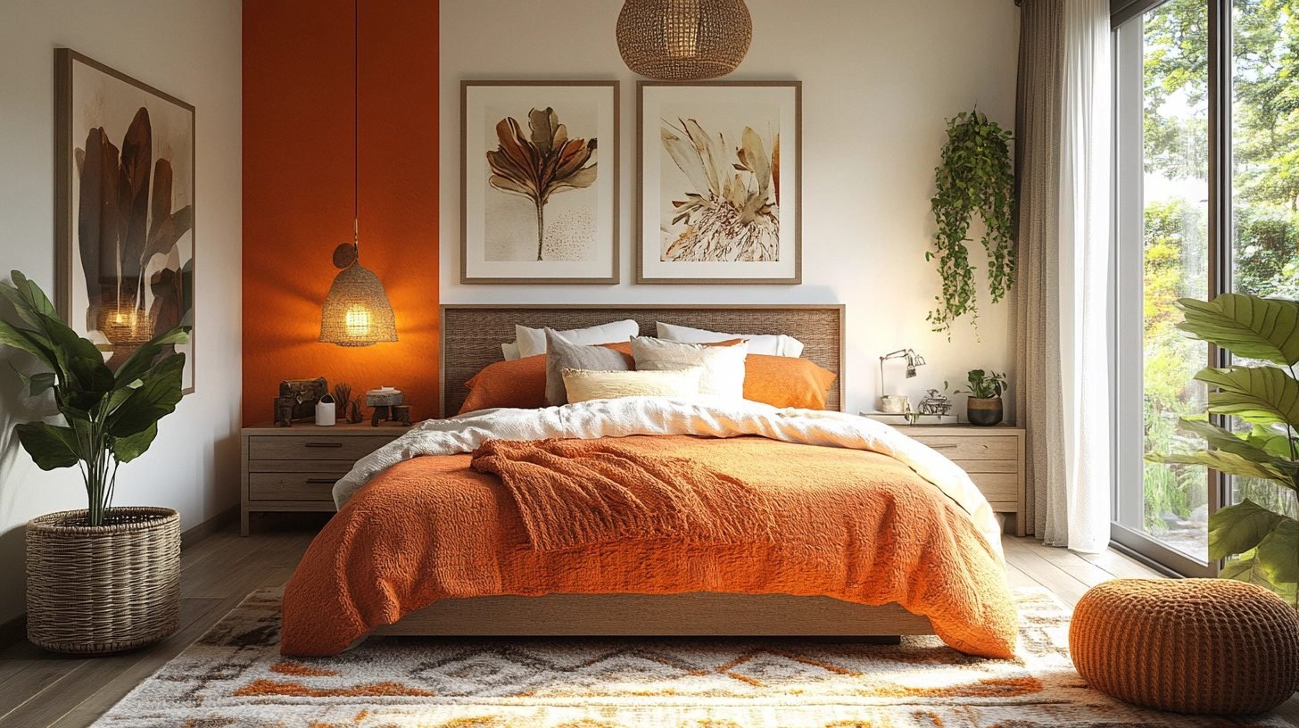 29 Orange Boho Bedroom Ideas To Infuse Warmth And Color - Courtneys World