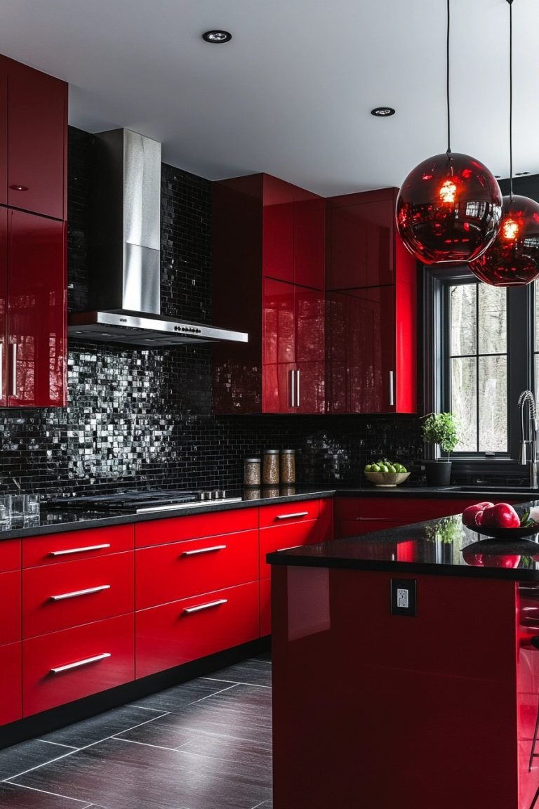 19 Red Kitchen Cabinets For A Striking And Unique Kitchen Design ...