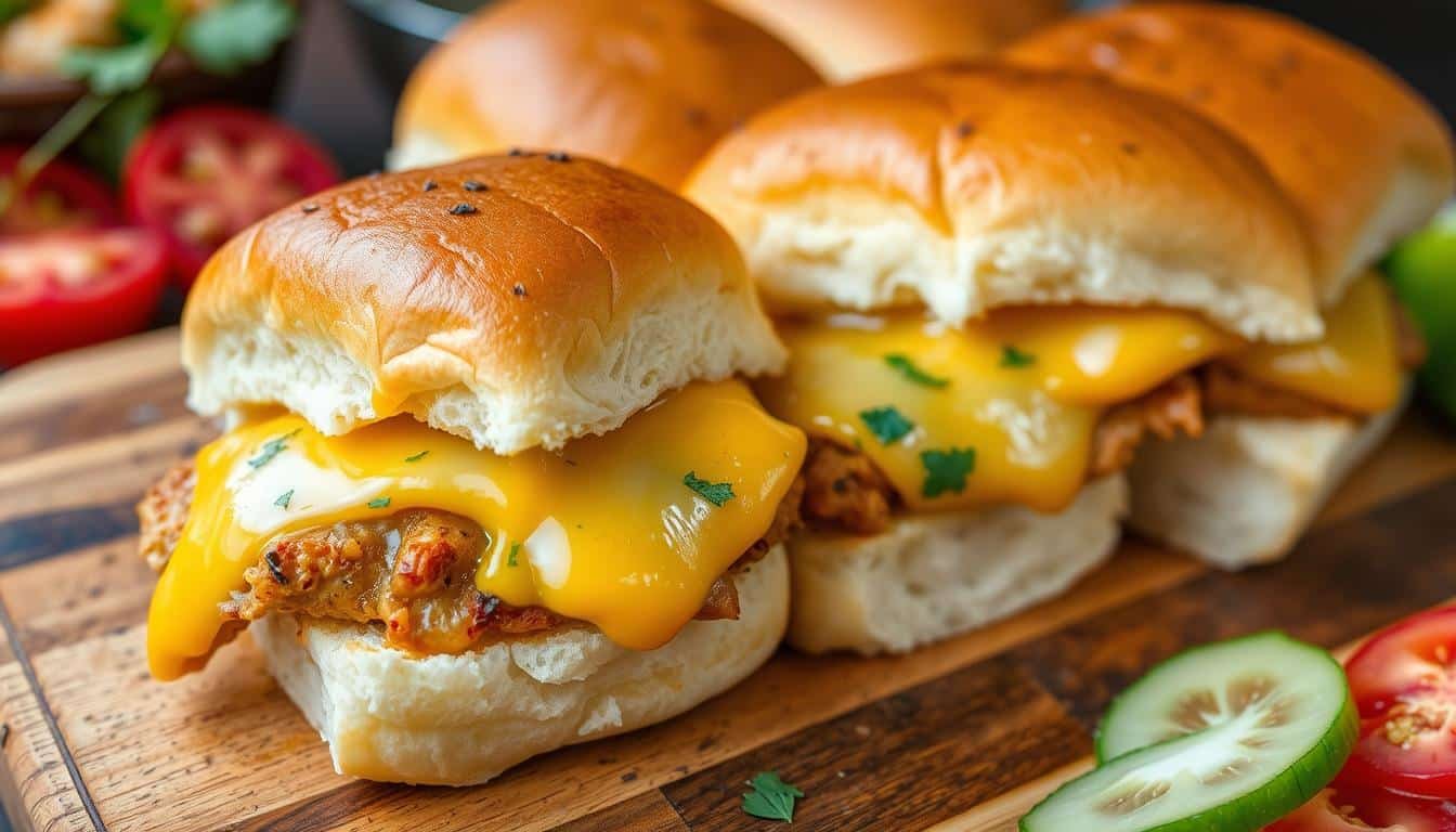 Chicken Cheese Sliders Hawaiian Rolls
