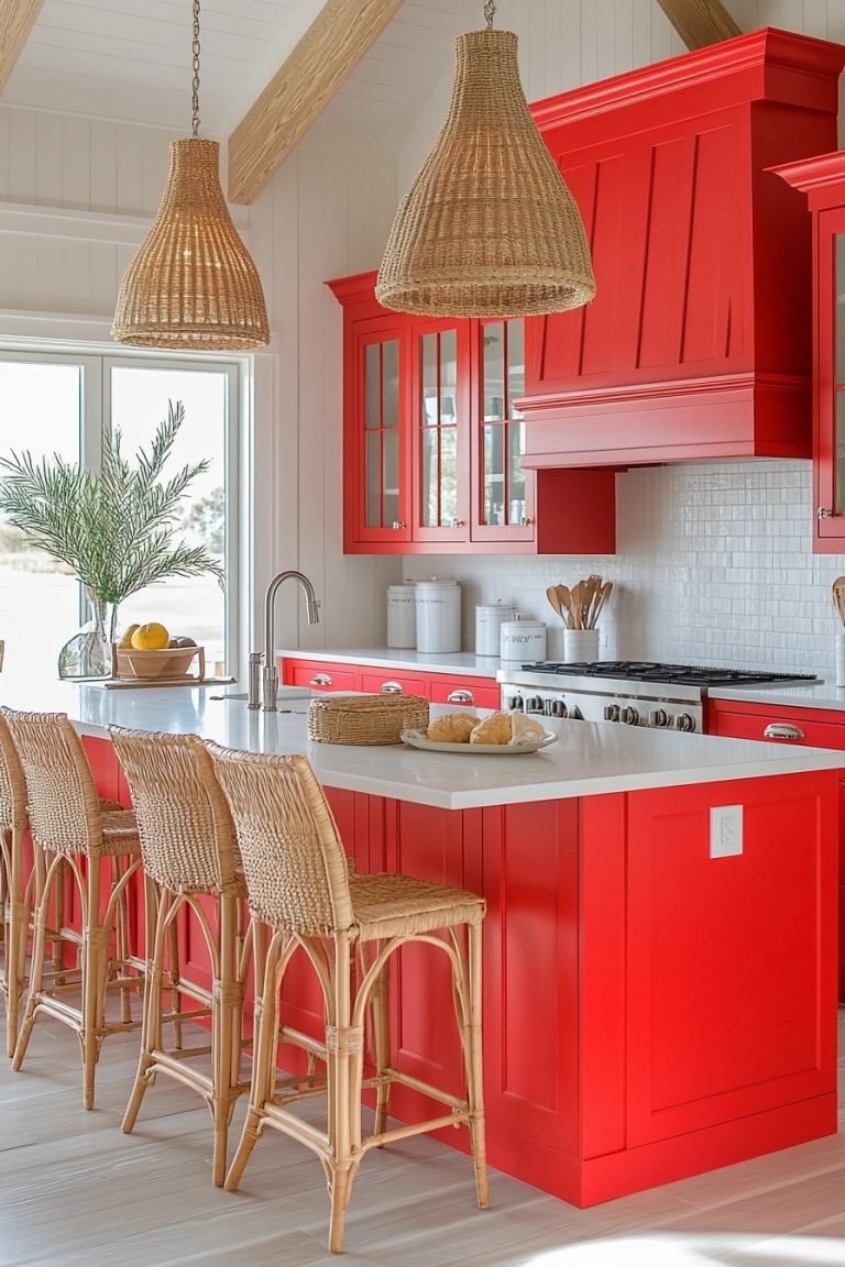 19 Red Kitchen Cabinets For A Striking And Unique Kitchen Design ...