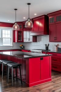 19 Red Kitchen Cabinets For A Striking And Unique Kitchen Design ...