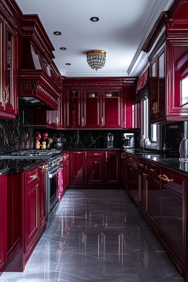 19 Red Kitchen Cabinets For A Striking And Unique Kitchen Design ...
