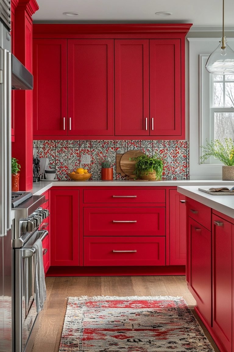 19 Red Kitchen Cabinets For A Striking And Unique Kitchen Design ...