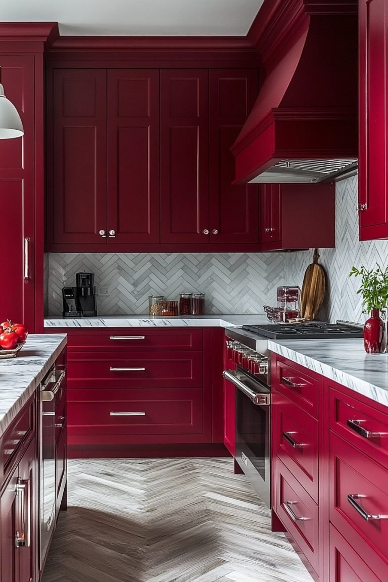 19 Red Kitchen Cabinets For A Striking And Unique Kitchen Design ...