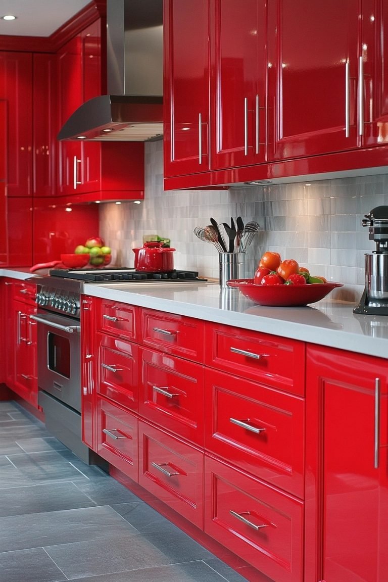 19 Red Kitchen Cabinets For A Striking And Unique Kitchen Design ...