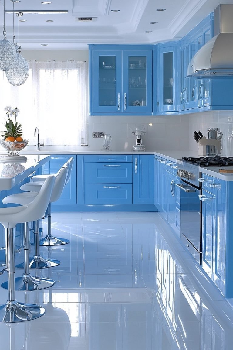 19 Powder Blue Kitchen Cabinets For A Fresh And Airy Kitchen Design ...