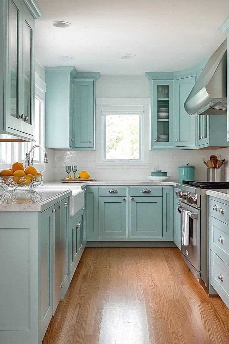 19 Powder Blue Kitchen Cabinets For A Fresh And Airy Kitchen Design ...
