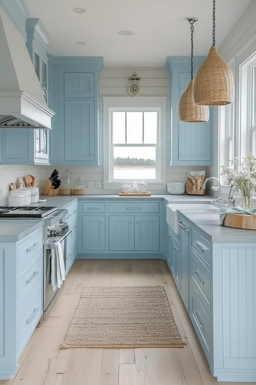 19 Powder Blue Kitchen Cabinets For A Fresh And Airy Kitchen Design ...