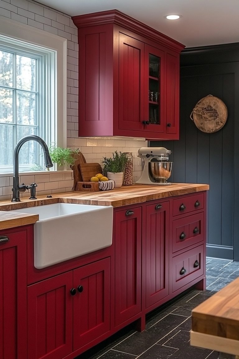 19 Red Kitchen Cabinets For A Striking And Unique Kitchen Design ...