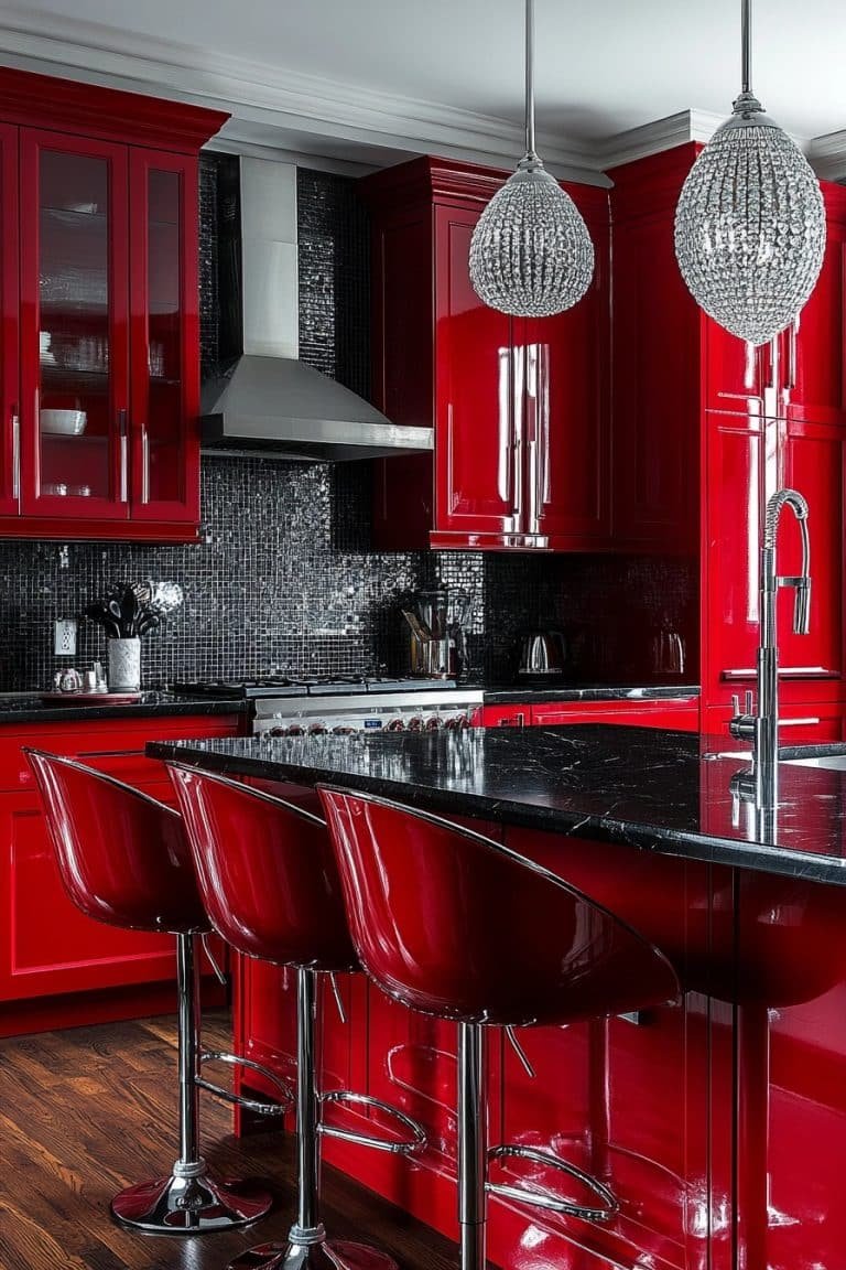 19 Red Kitchen Cabinets For A Striking And Unique Kitchen Design ...