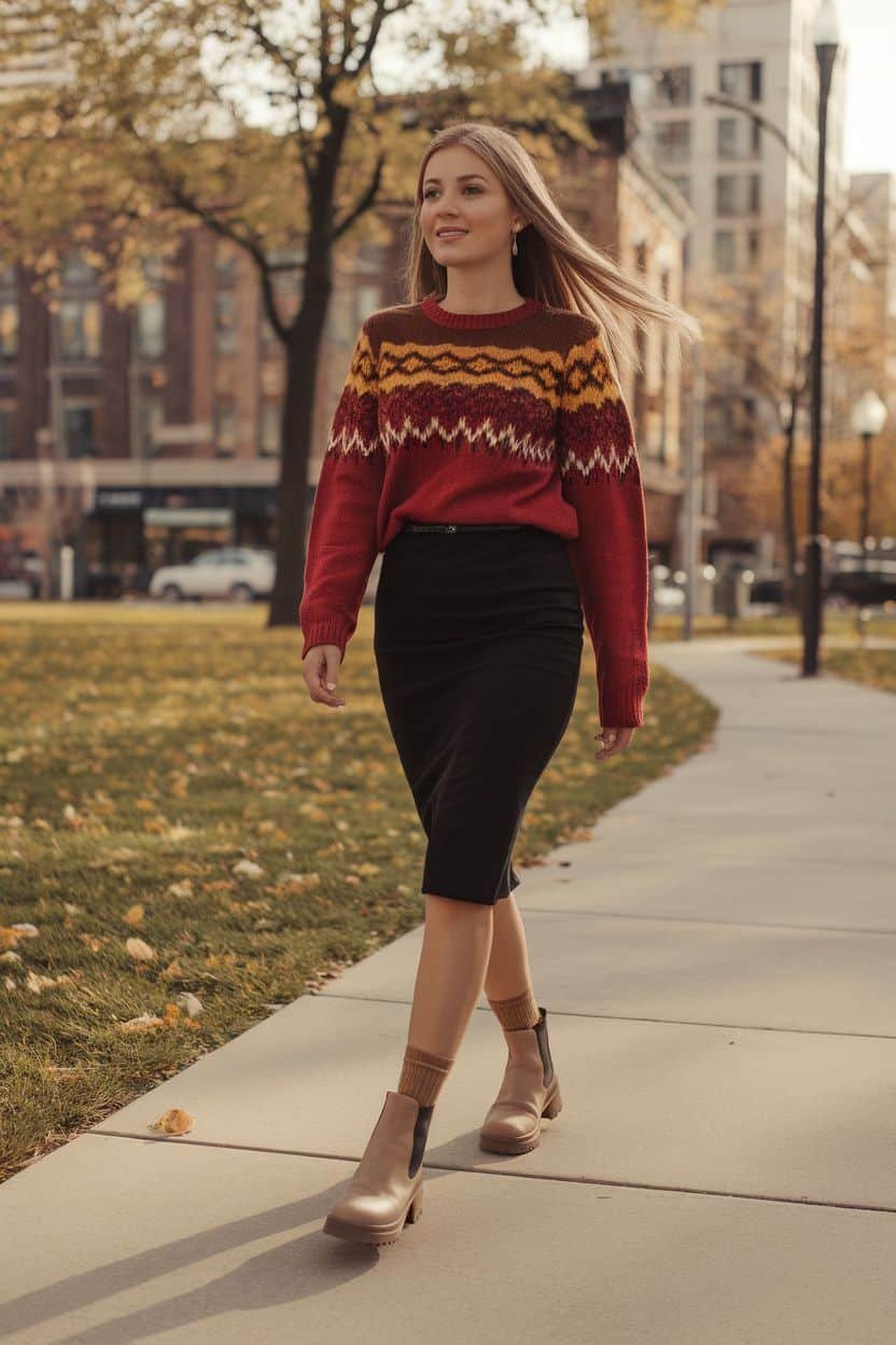 Stylish Fall Fashion Skirt Outfits For Autumn