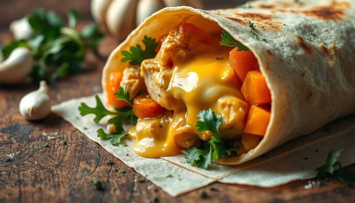 Cheesy Garlic Chicken Wraps Recipe | Quick & Easy