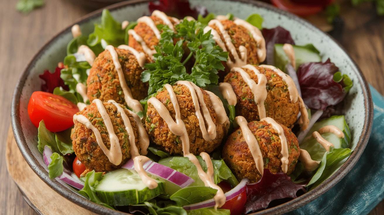 15-Minute Falafel Salad With Tahini Dressing - Courtneys World