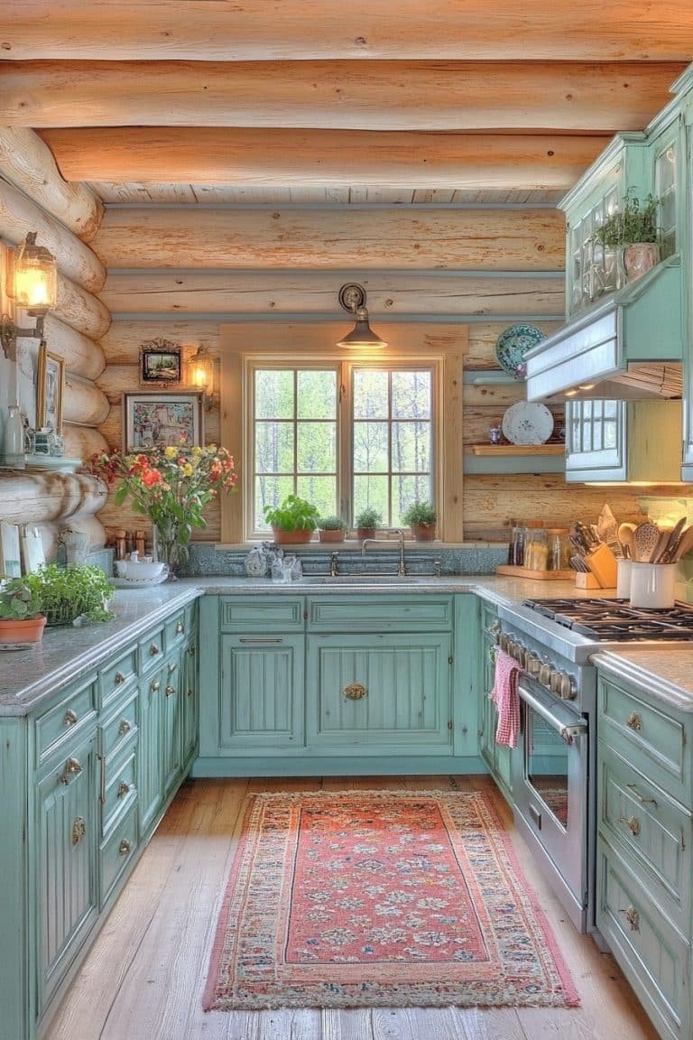29 Log Home Kitchens With Rustic Designs And Modern Conveniences ...