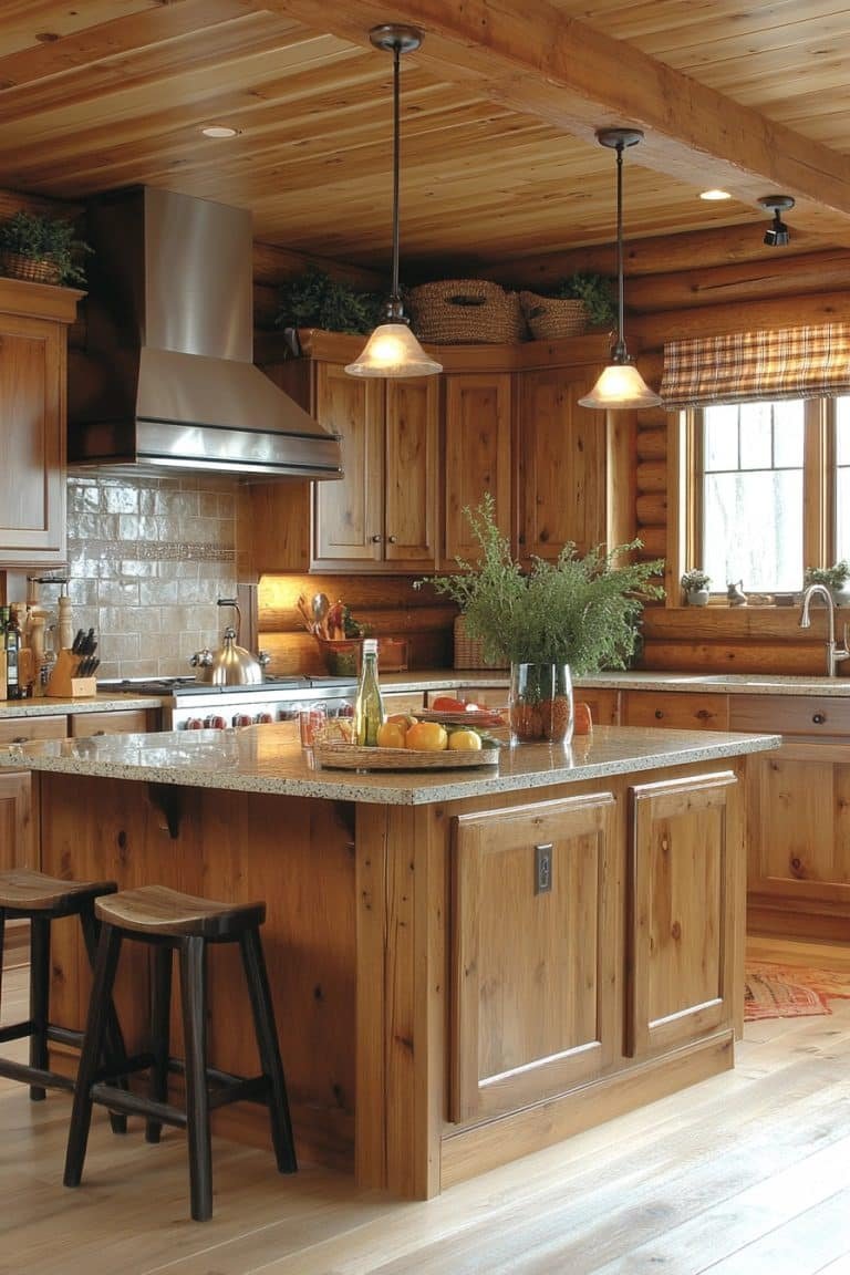 29 Log Home Kitchens With Rustic Designs And Modern Conveniences - Courtneys World