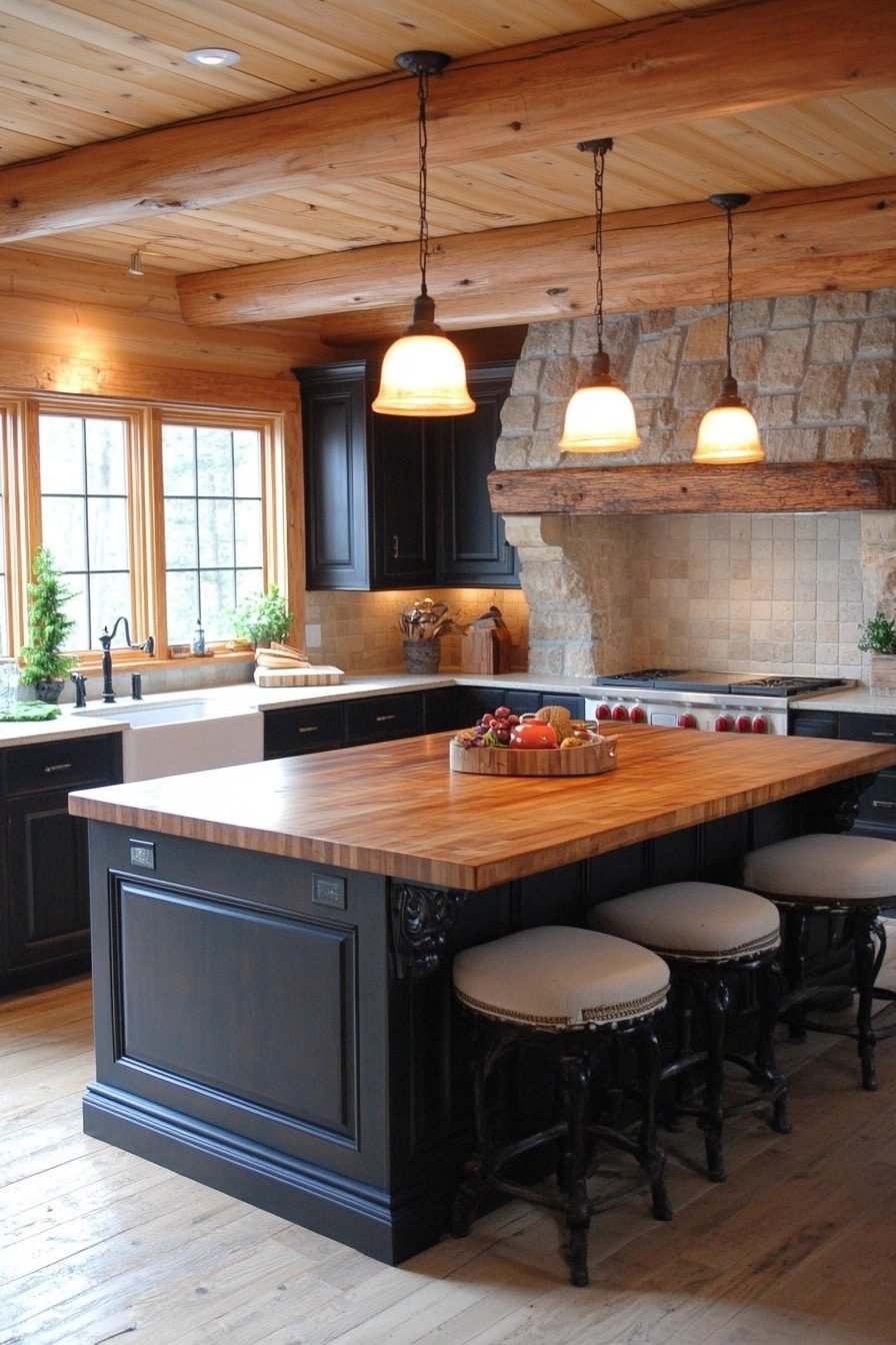 29 Log Home Kitchens With Rustic Designs And Modern Conveniences ...