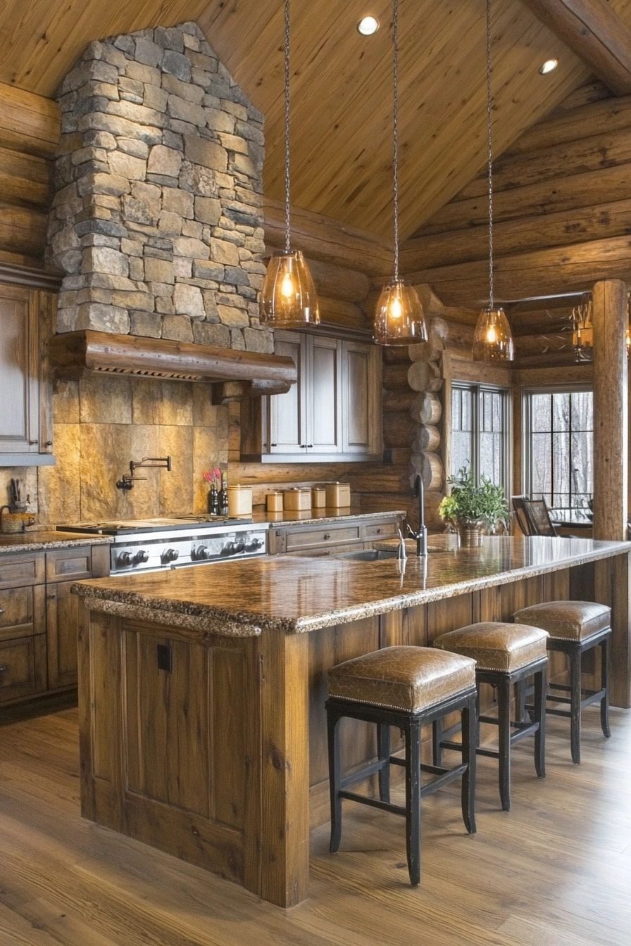 29 Log Home Kitchens With Rustic Designs And Modern Conveniences ...