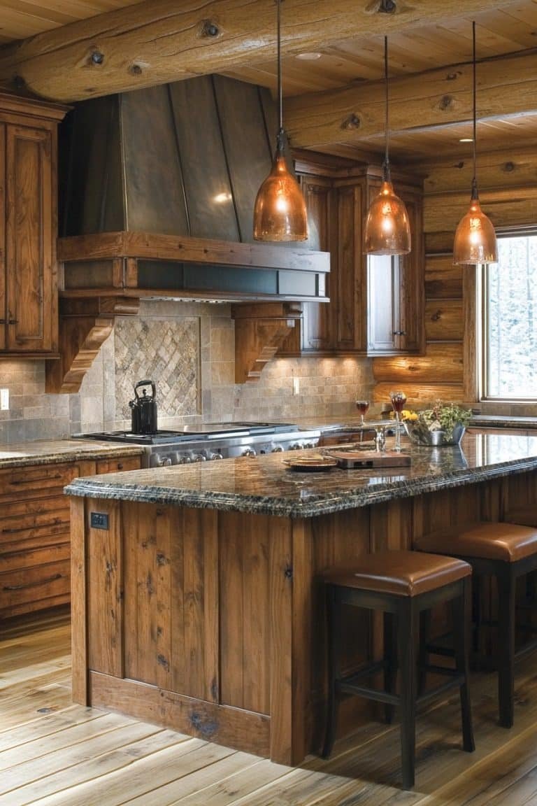29 Log Home Kitchens With Rustic Designs And Modern Conveniences ...