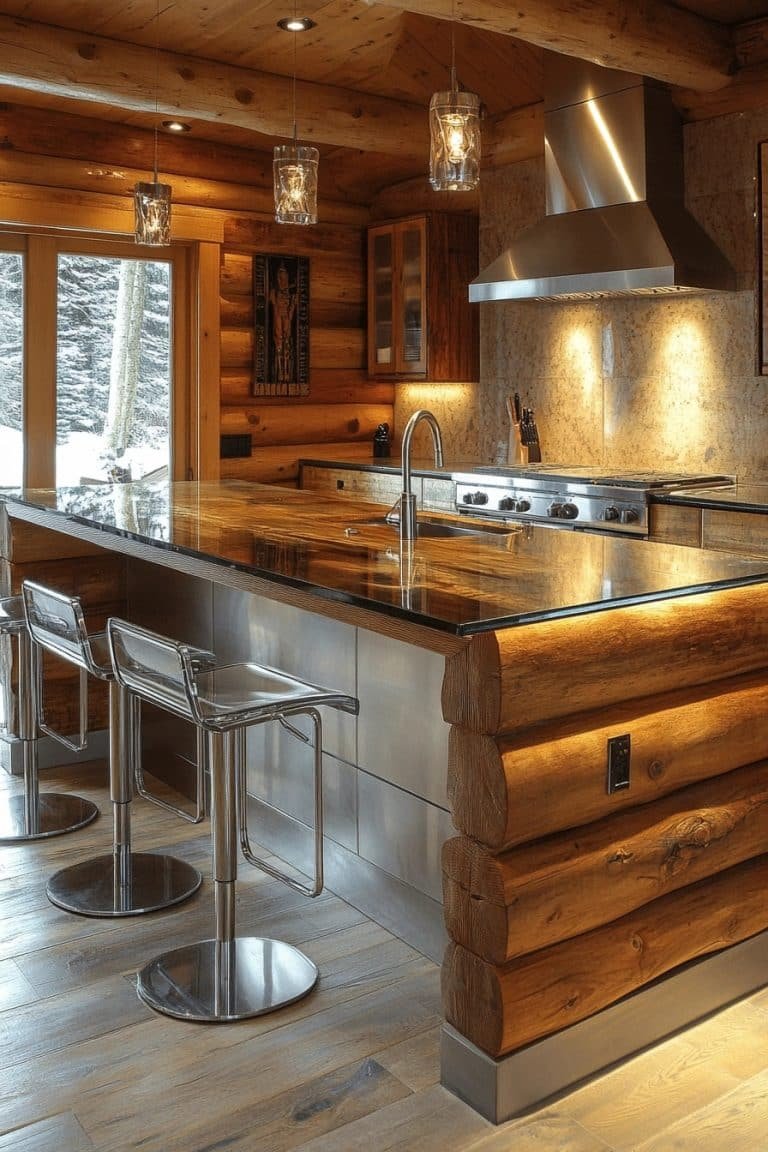 29 Log Home Kitchens With Rustic Designs And Modern Conveniences ...