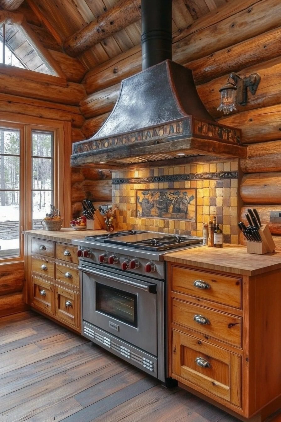 29 Log Home Kitchens With Rustic Designs And Modern Conveniences ...