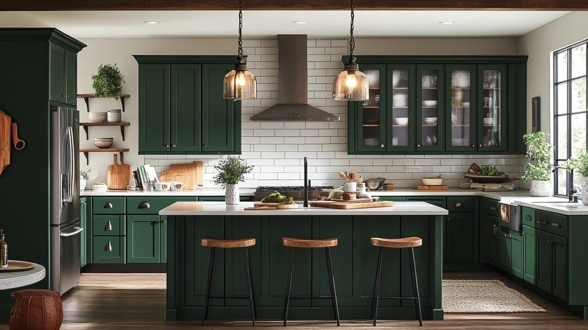 29 Dark Green Kitchen Cabinets To Transform Your Kitchen Style ...