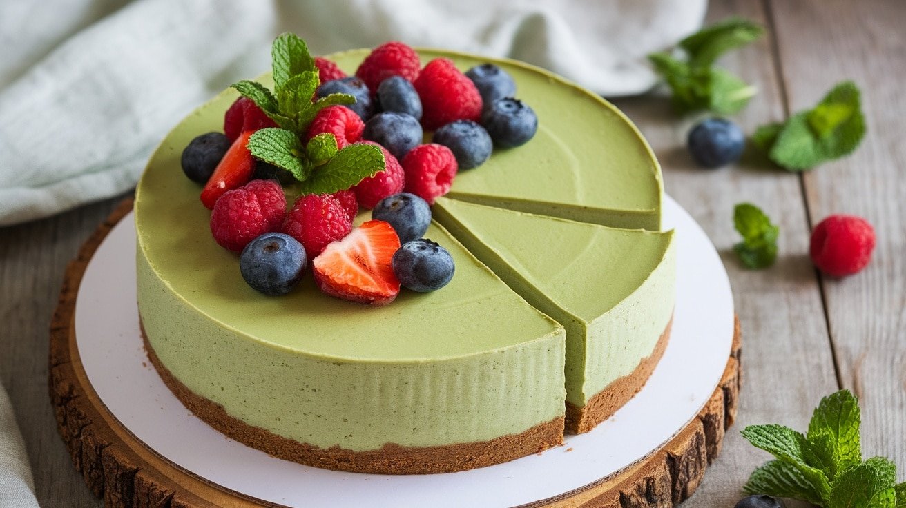 No-Bake Matcha White Chocolate Cheesecake Recipe - Courtneys World