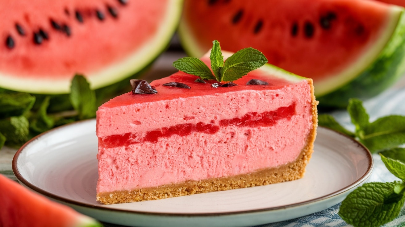 Refreshing No-Bake Watermelon Cheesecake Recipe - Courtneys World