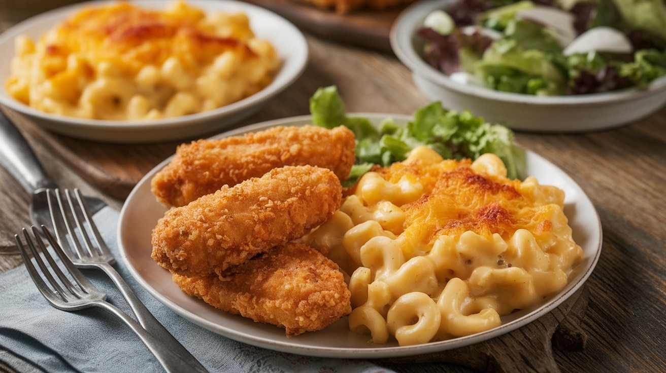 Crispy Homemade Chicken Tenders With Creamy Mac & Cheese - Courtneys World